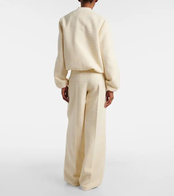 Gucci Checked Cotton-blend Tweed Wide-leg Pants - White