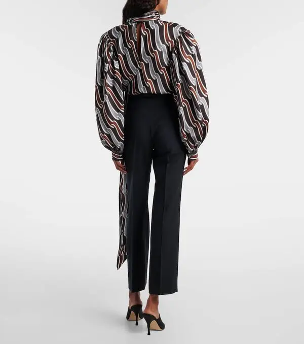 Gucci Logo Wool Straight Pants - Blue