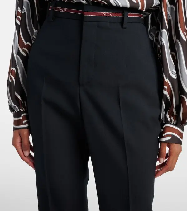Gucci Logo Wool Straight Pants