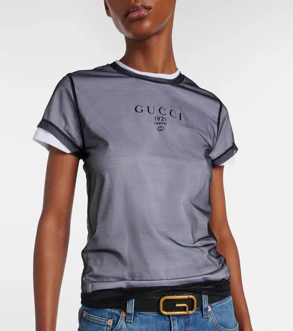 Gucci Layered Cotton-blend Jersey T-shirt - Black