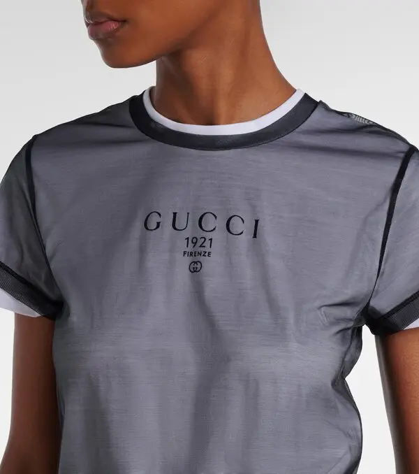 Gucci Layered Cotton-blend Jersey T-shirt - Black