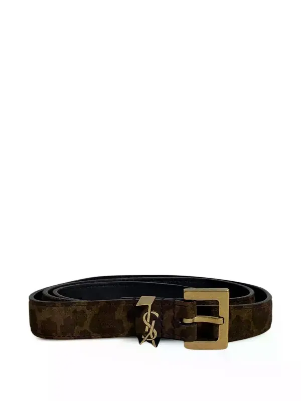 Saint Laurent Logo-plaque Belt - Brown