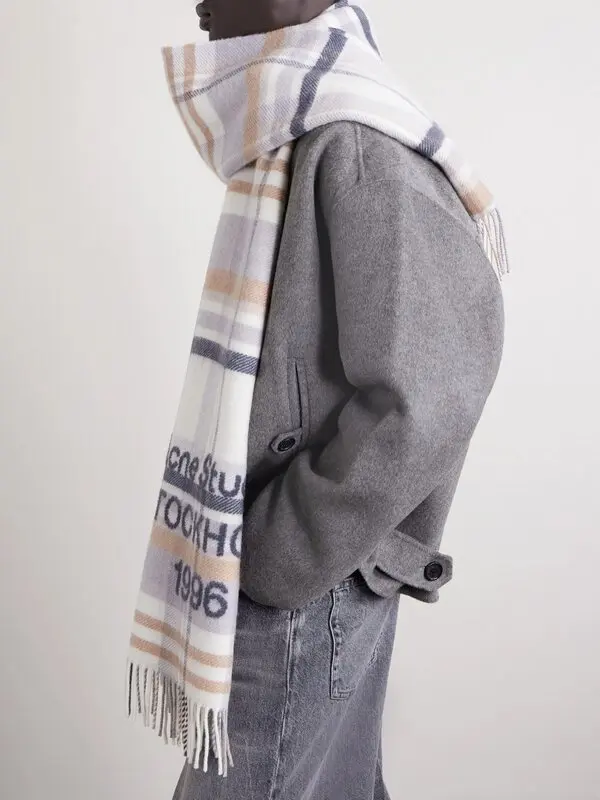 Acne Studios 1996 Fringed Checked Wool Scarf