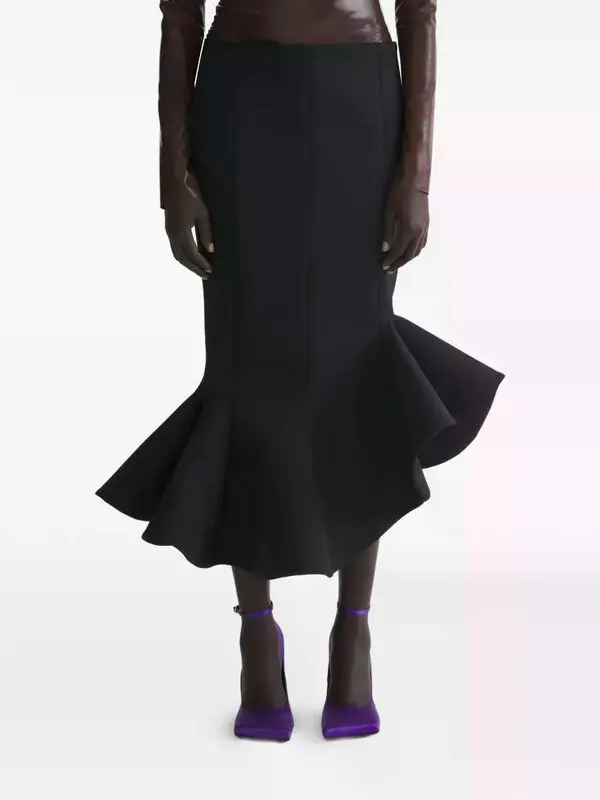 MUGLER Ruffled Hem Skirt - Black