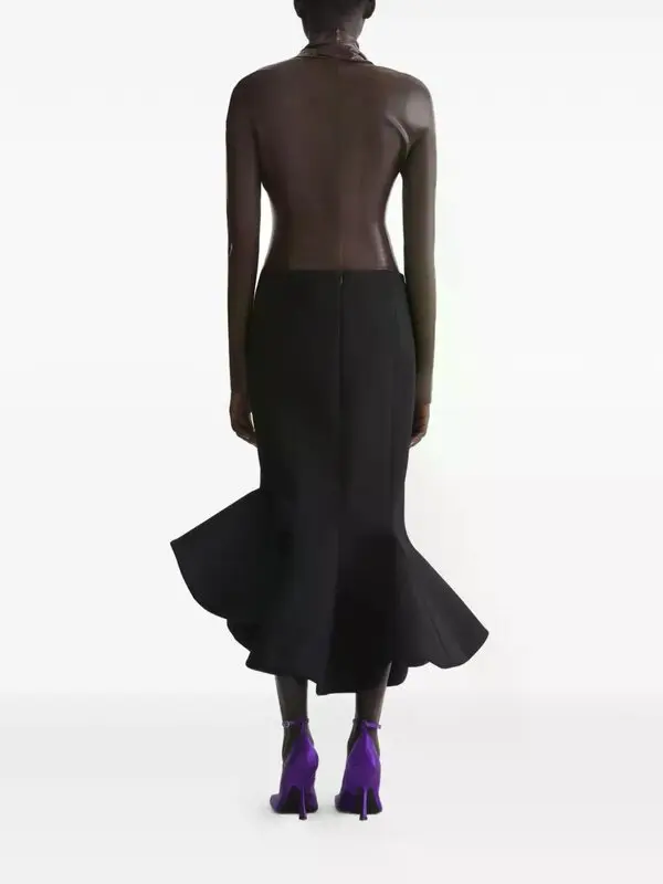 MUGLER Ruffled Hem Skirt - Black