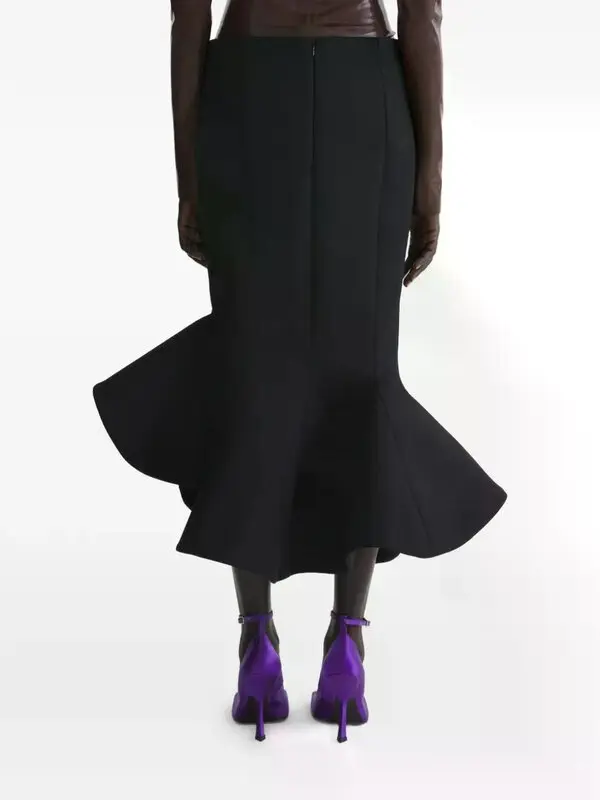 MUGLER Ruffled Hem Skirt - Black