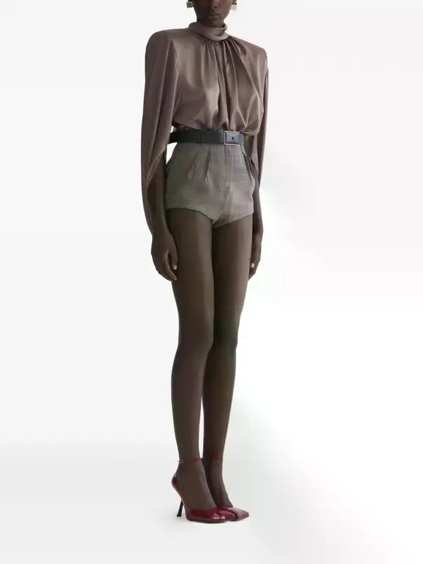 MUGLER Draped High-neck Top - Neutrals