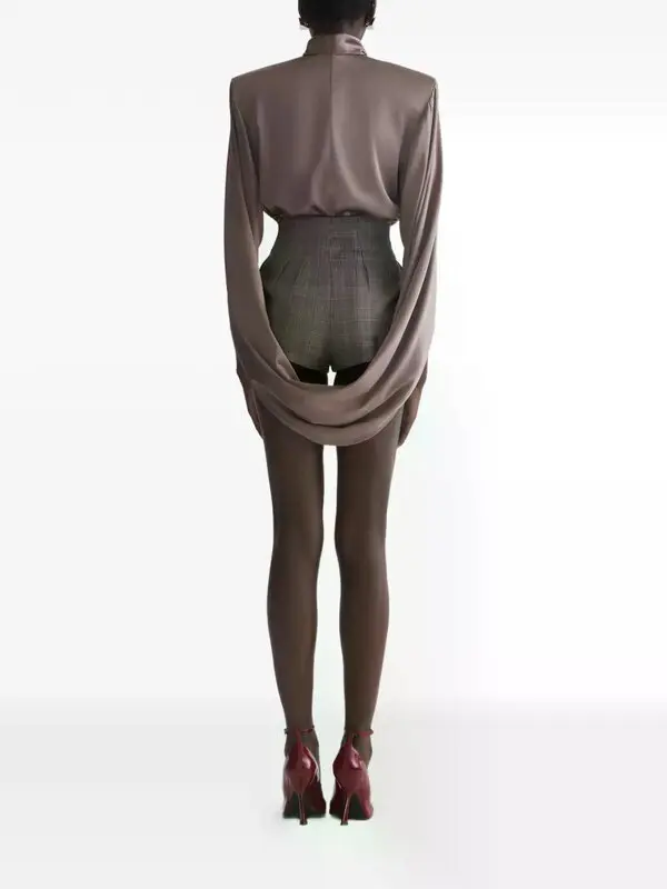 MUGLER Draped High-neck Top - Neutrals