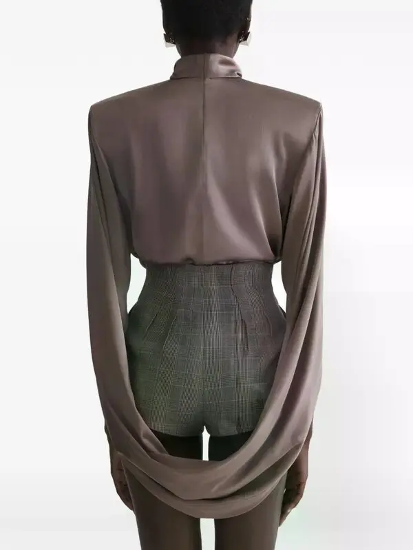 MUGLER Draped High-neck Top - Neutrals