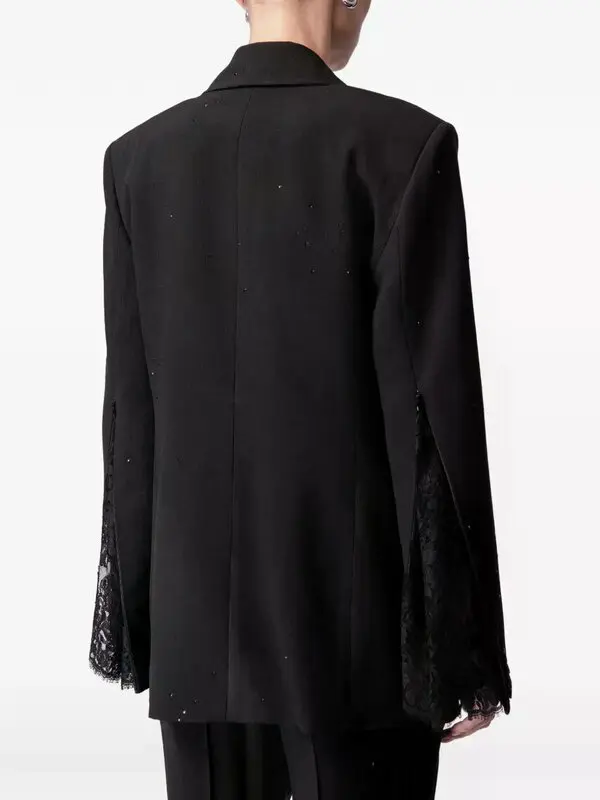 ARTICLE TEN Lace-embellished Double-breasted Blazer