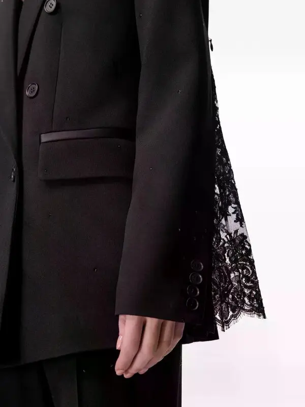 ARTICLE TEN Lace-embellished Double-breasted Blazer
