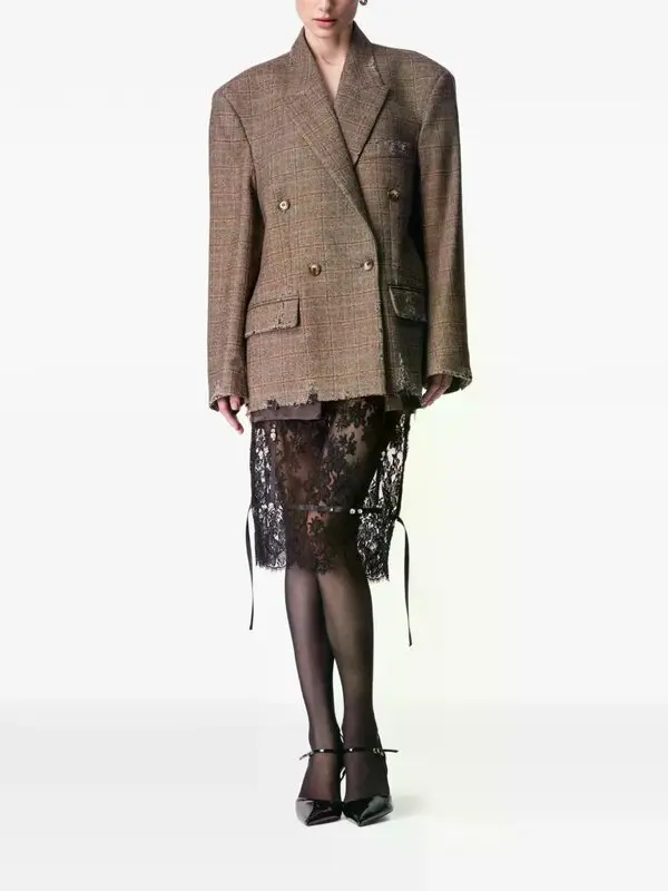 ARTICLE TEN Distressed Plaid Blazer