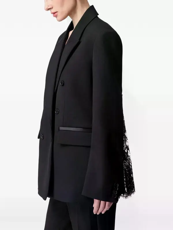 ARTICLE TEN Lace-detail Double-breasted Blazer
