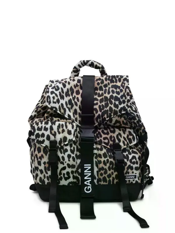 GANNI Leopard-print Backpack - Brown