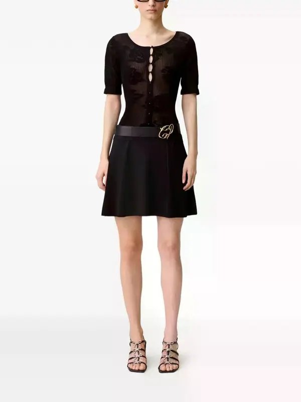 Claudie Pierlot Short-sleeved Floral Jacquard Knit Mini Dress