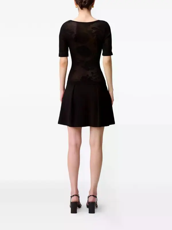 Claudie Pierlot Short-sleeved Floral Jacquard Knit Mini Dress