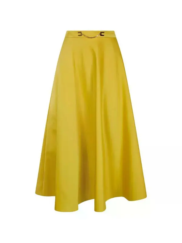 Elisabetta Franchi Midi Skirt With Logo Chain Detail