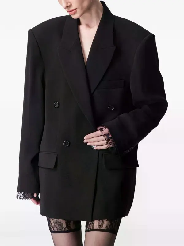 ARTICLE TEN Double-breasted Blazer With Lace Detail