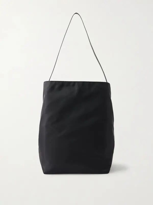 VALESQUE Leather-trimmed Shell Bucket Tote
