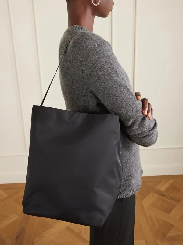 VALESQUE Leather-trimmed Shell Bucket Tote