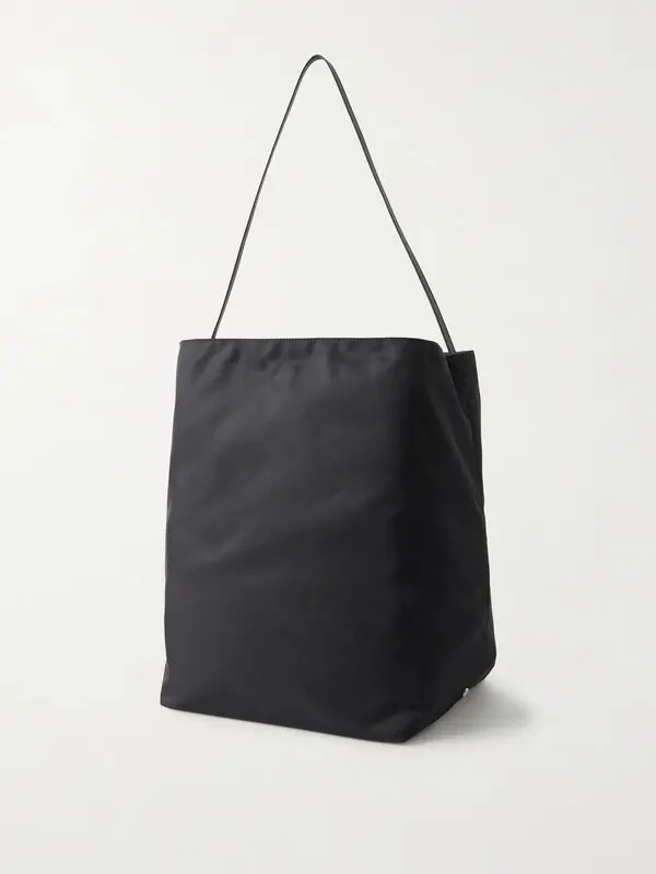 VALESQUE Leather-trimmed Shell Bucket Tote