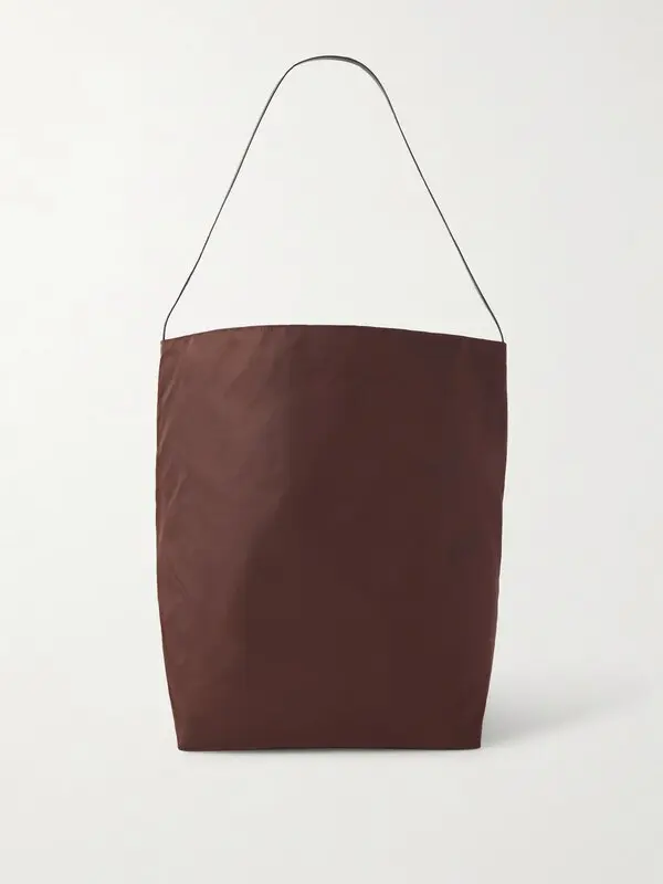 VALESQUE Leather-trimmed Shell Bucket Tote