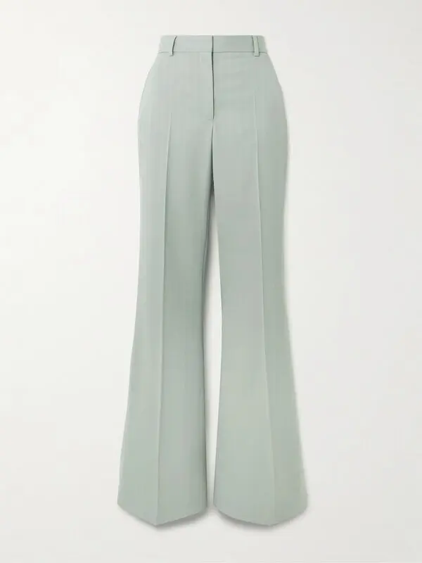 Stella McCartney Striped Wool-jacquard Flared Trousers
