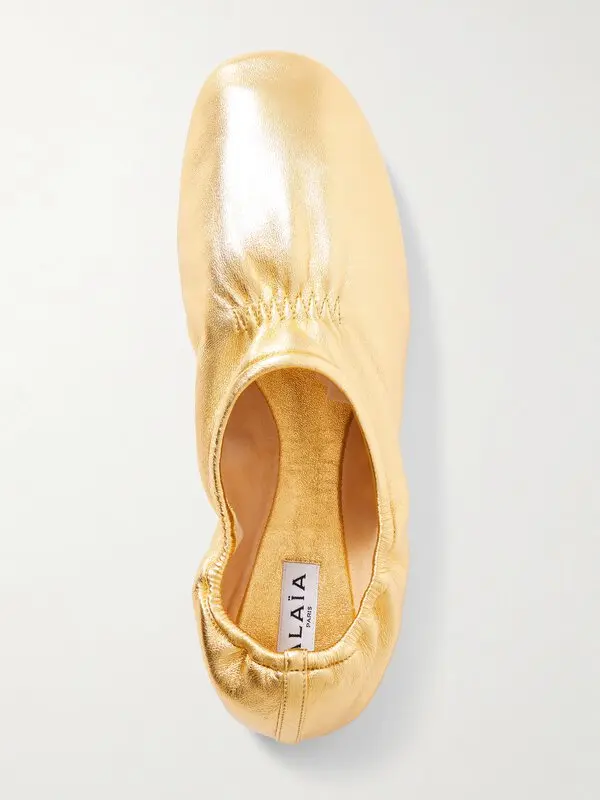 Alaïa Metallic Leather Ballet Flats - Gold