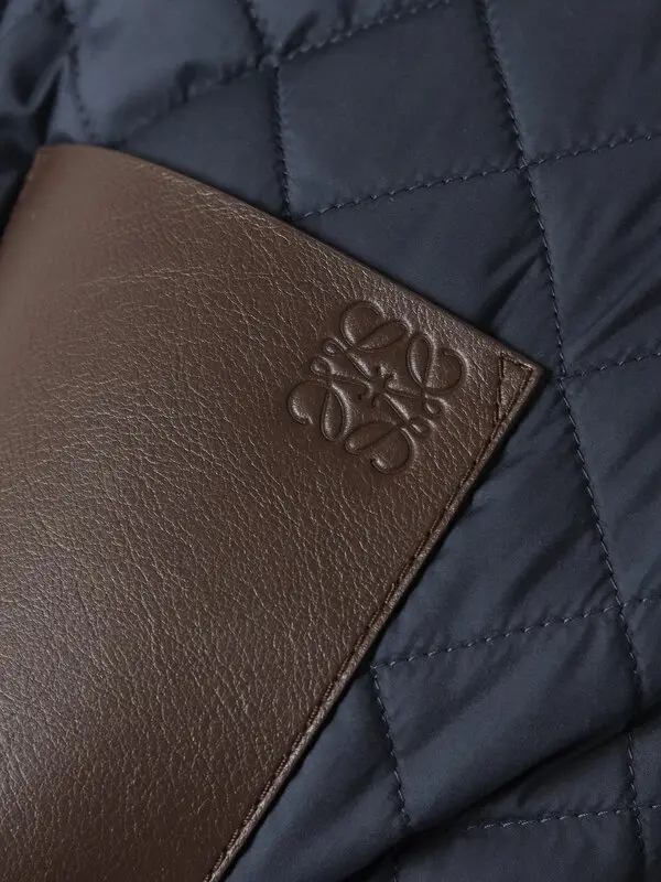 Loewe Corduroy- And Leather-trimmed Quilted Jacket - Navy