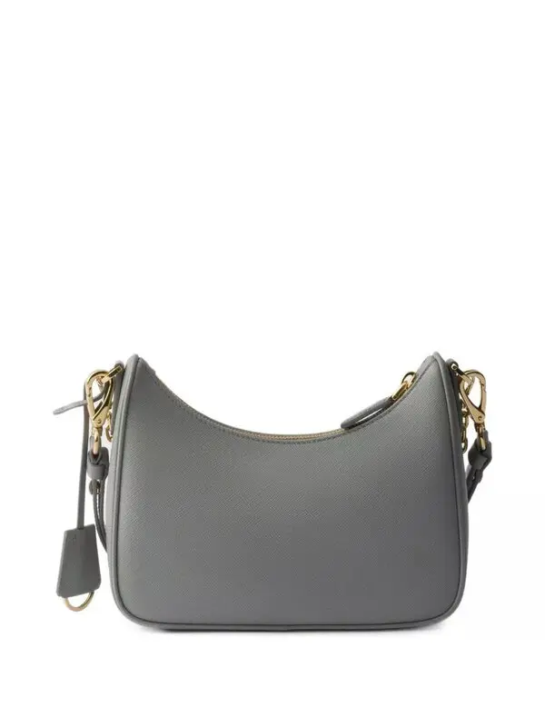 Prada Mini Re-edition Leather Shoulder Bag - Grey