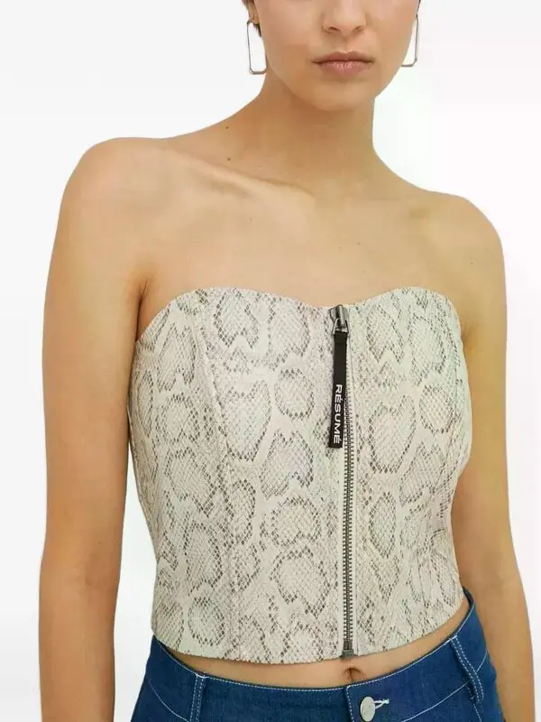 RÉSUMÉ Snakeskin-print Zip-up Top
