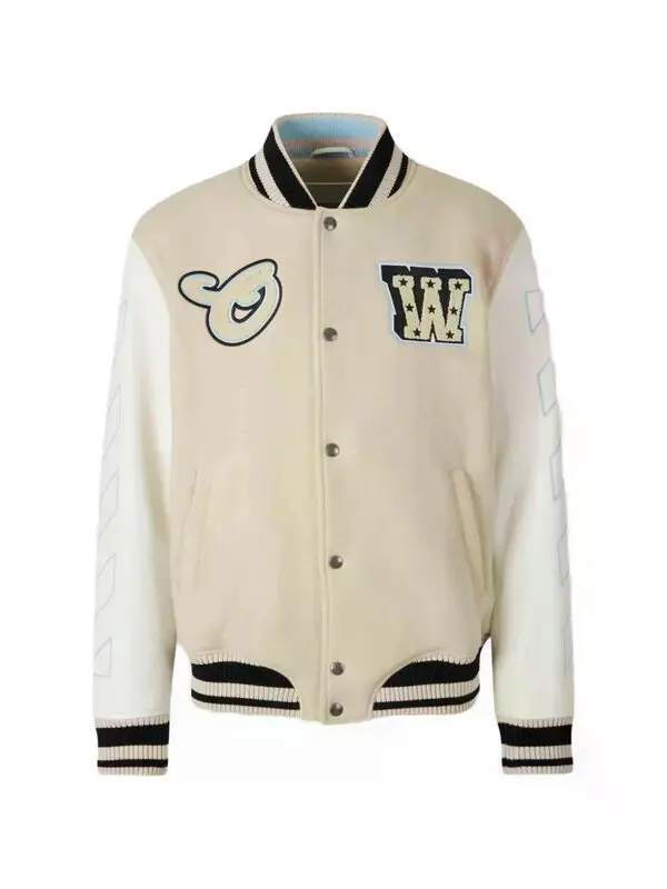 Off-White Logo-patch Bomber Jacket - Neutrals