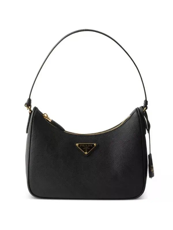Prada Re-edition Leather Shoulder Bag - Black