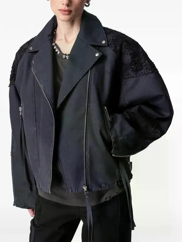 ARTICLE TEN Lace-paneled Zip-up Jacket