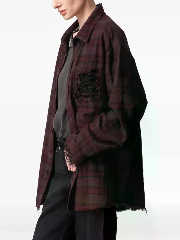 ARTICLE TEN Distressed Plaid Shirt