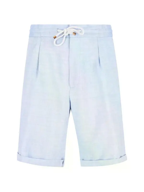 Brunello Cucinelli Drawstring Pleated Shorts - Blue