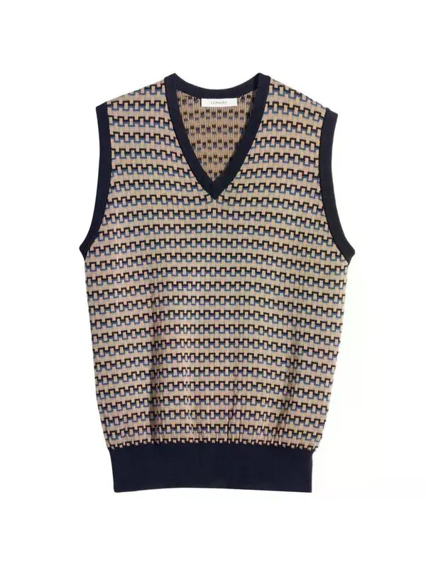 LEMAIRE Patterned V-neck Vest - Neutrals