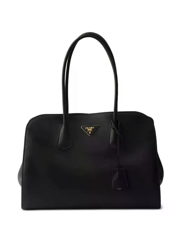 Prada Large Leather Tote Bag - Black