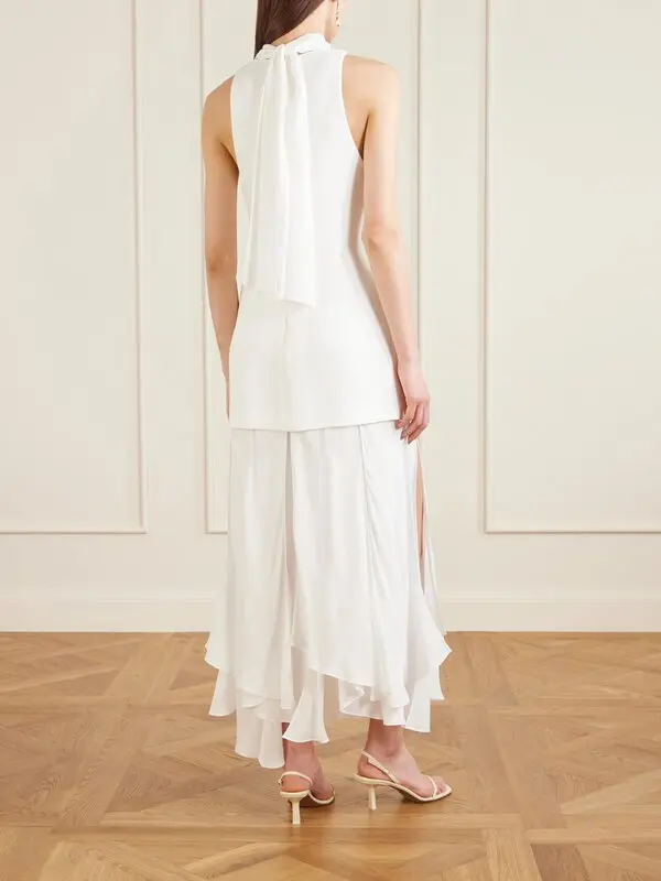 Brandon Maxwell Leonie Scarf-detailed Maxi Dress - White