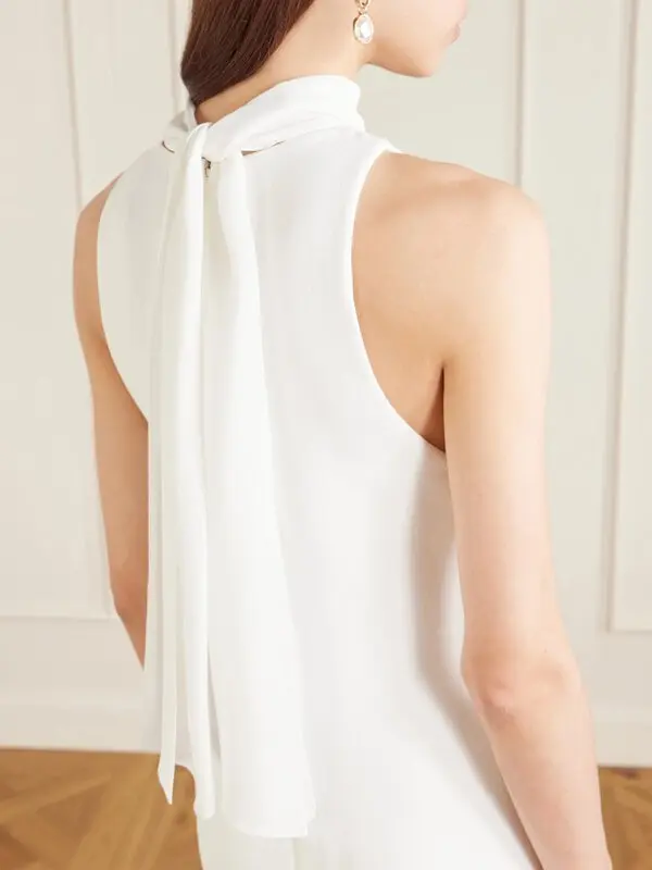 Brandon Maxwell Leonie Scarf-detailed Maxi Dress - White