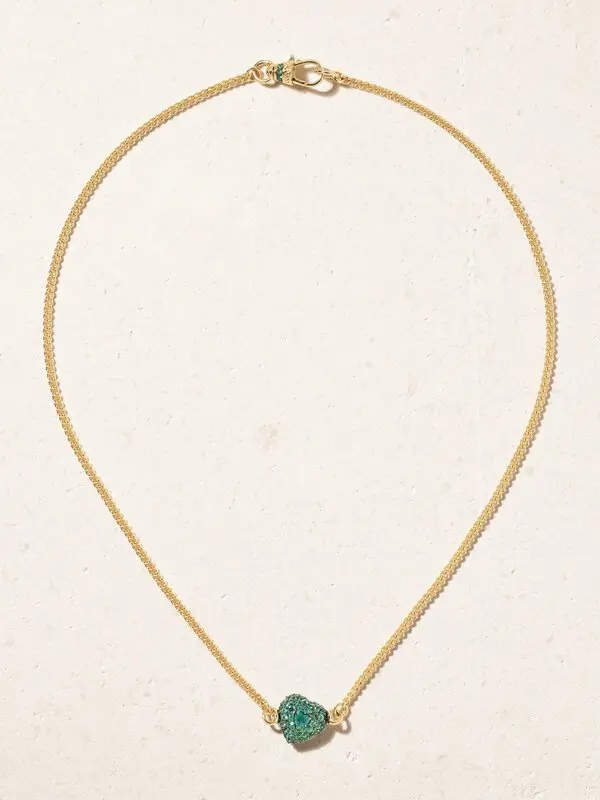 LUCY DELIUS Chubby Love 14-karat Gold Emerald Necklace - Green