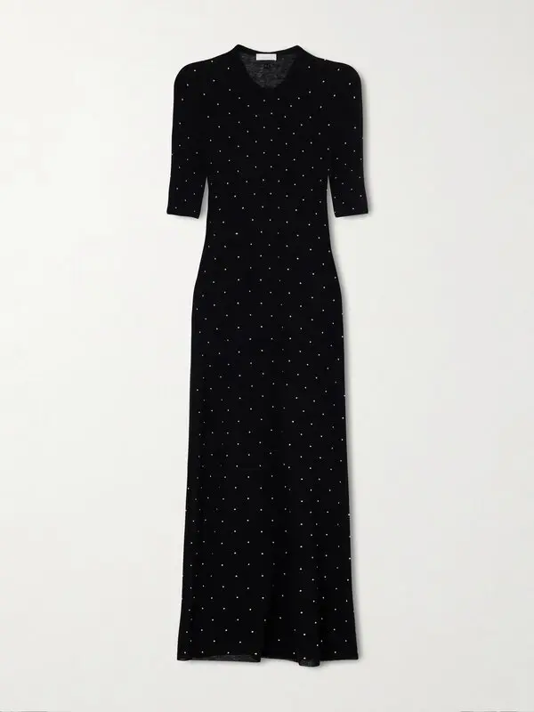 Rabanne Studded Wool-blend Midi Dress - Black