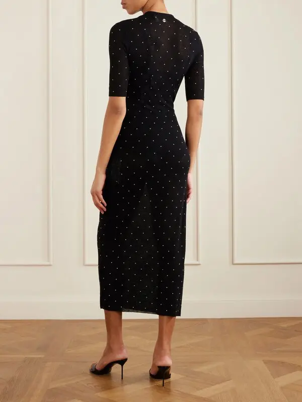 Rabanne Studded Wool-blend Midi Dress - Black