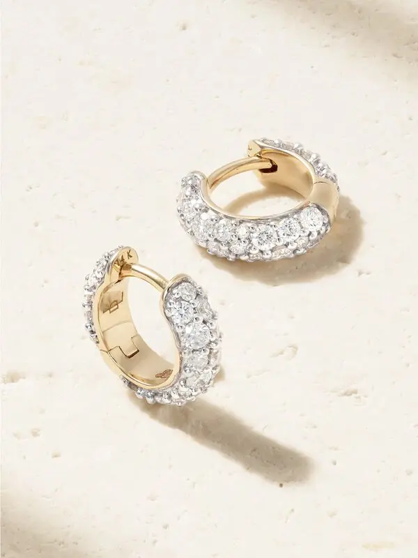 LUCY DELIUS Chubby 14-karat Diamond Hoop Earrings - Gold
