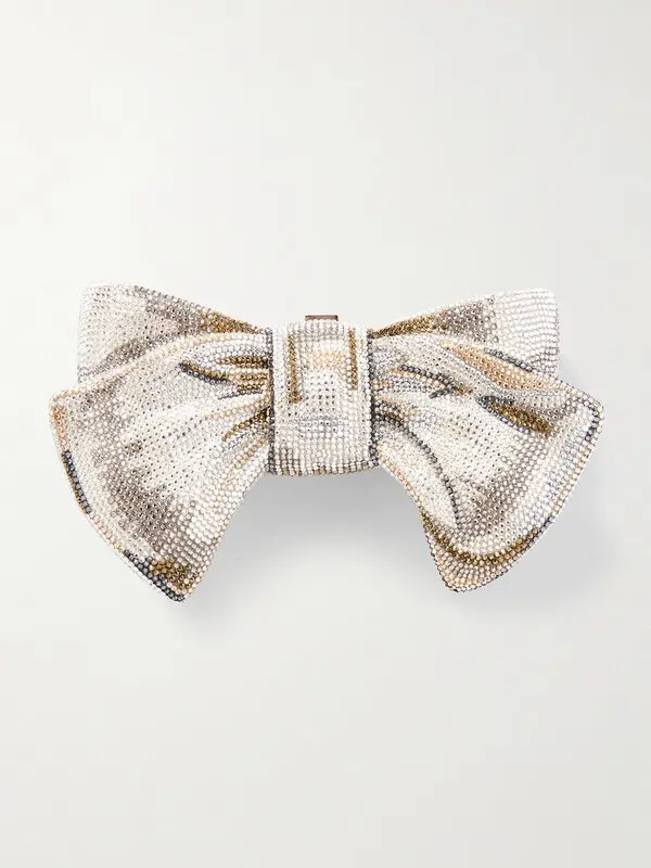 Judith Leiber Bow Just For You Crystal Clutch - Silver