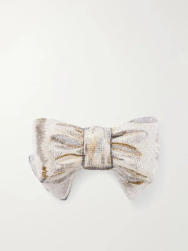 Judith Leiber Bow Just For You Crystal Clutch - Silver