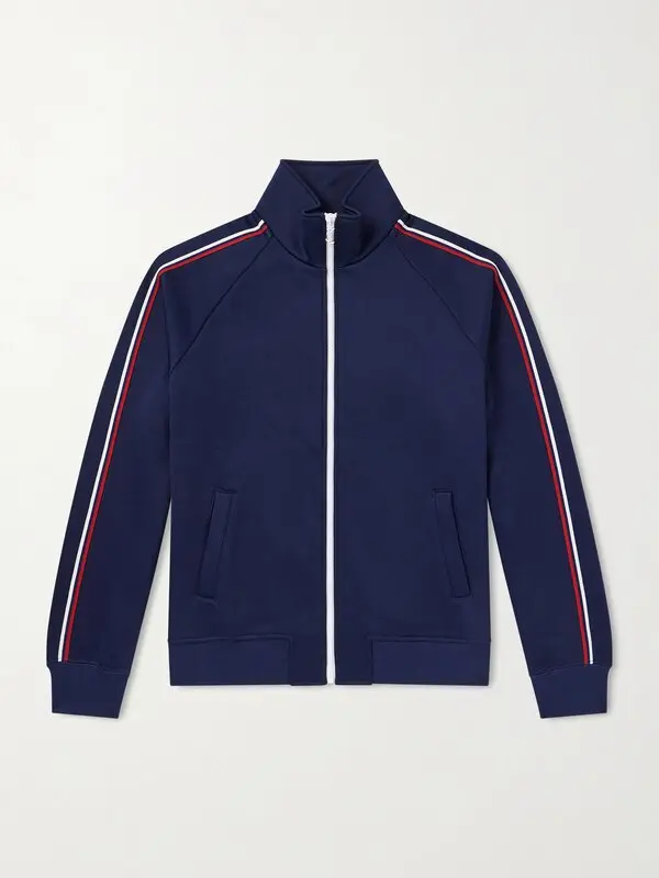 Saint Laurent Striped Cotton-blend Jersey Track Jacket - Blue