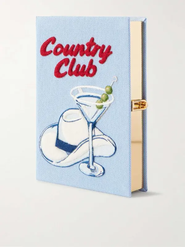 OLYMPIA LE-TAN Country Club Twill Clutch - Light Blue