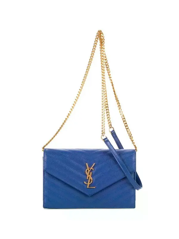 Saint Laurent Chevron Chain Wallet - Blue