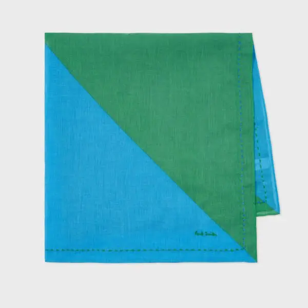 Paul Smith And Green Bandana Scarf - Blue